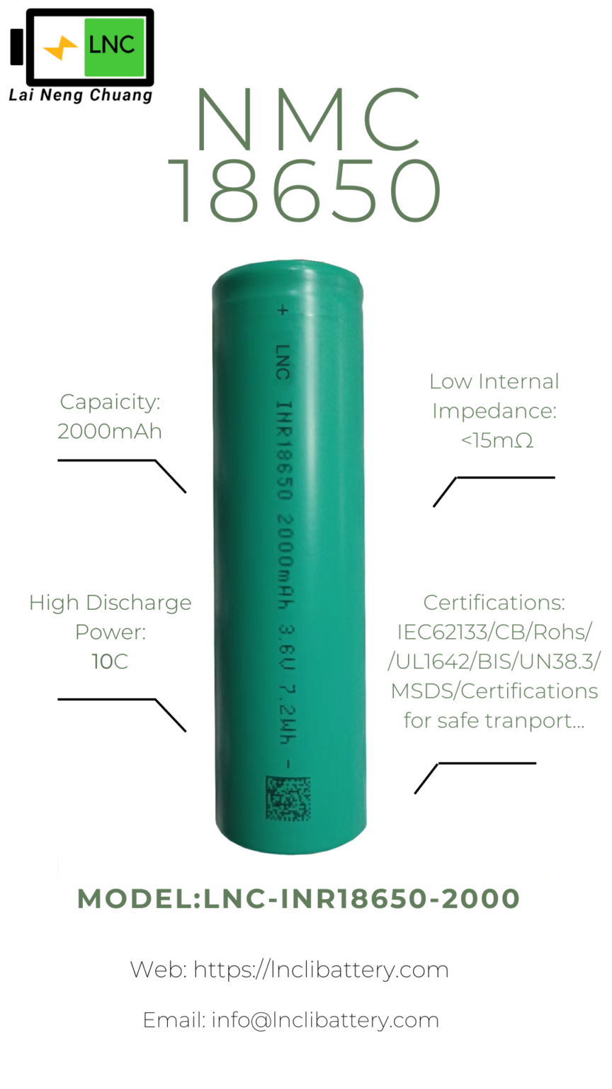 NMC18650 and NMC 21700 Power Type Li ion Cells - LNC Batteries